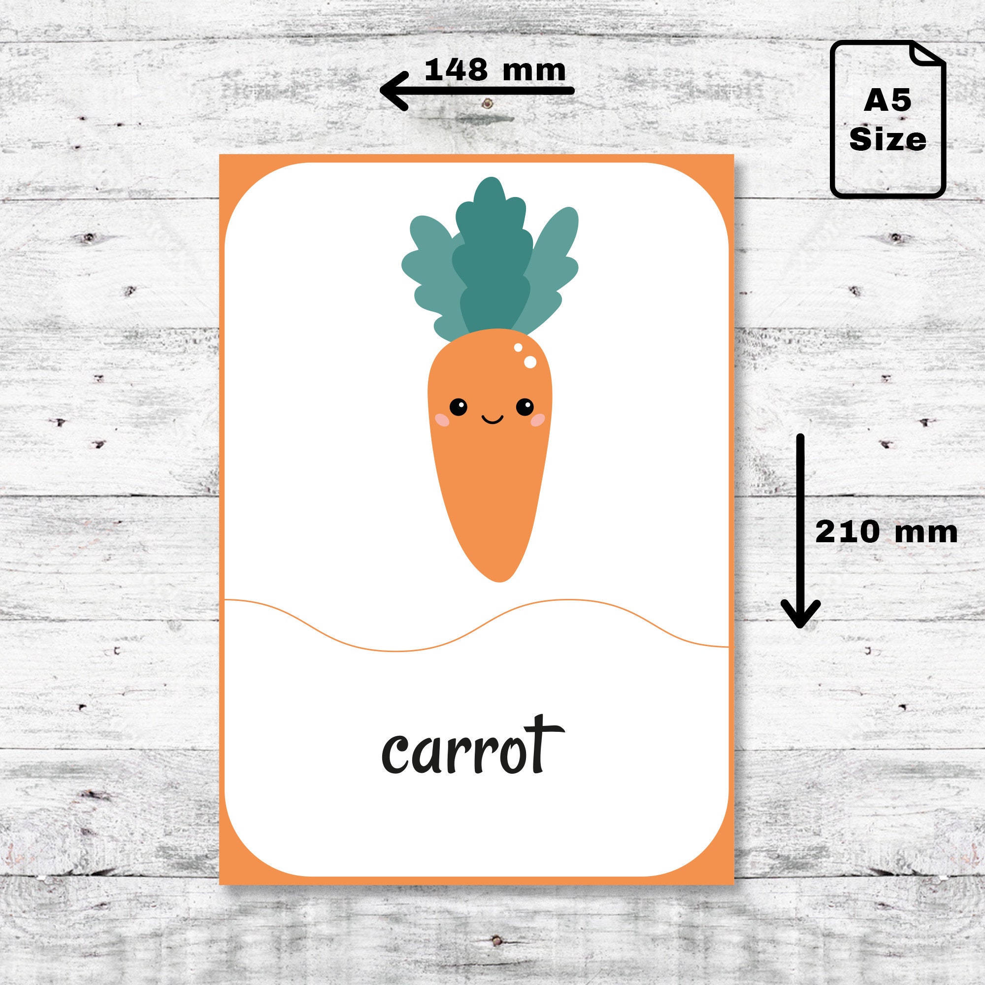 24 PDF Digital Printable Vegetables Cards, Vegetables Flashcards ...