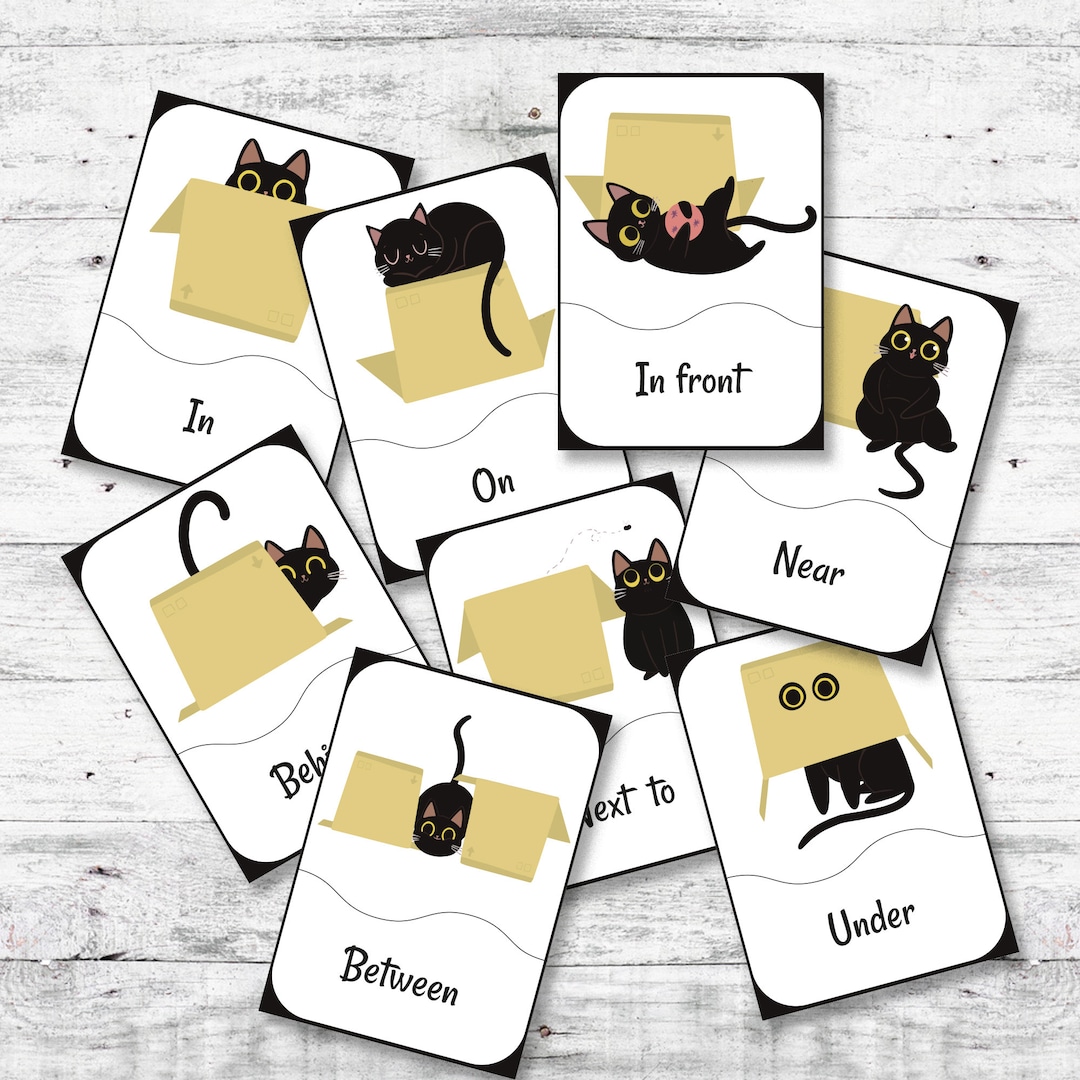 Prepositions Digital Printable Flashcards, Prepositions Montessori ...