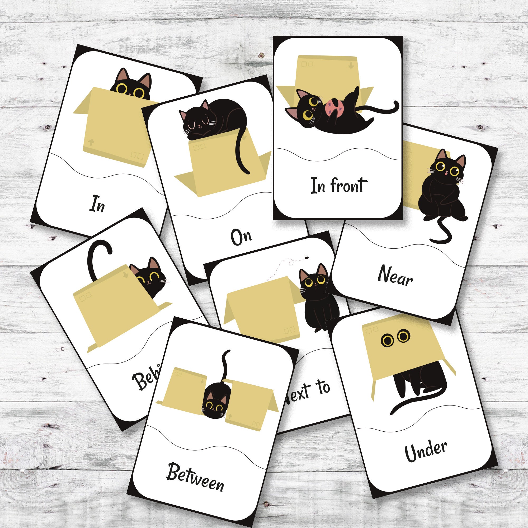 Prepositions Digital Printable Flashcards, Prepositions Montessori ...
