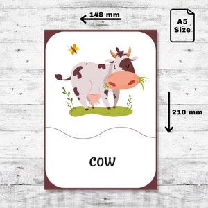 12 Printable Farm Animals Flashcards, PDF Printable Cards, Farm Flash ...