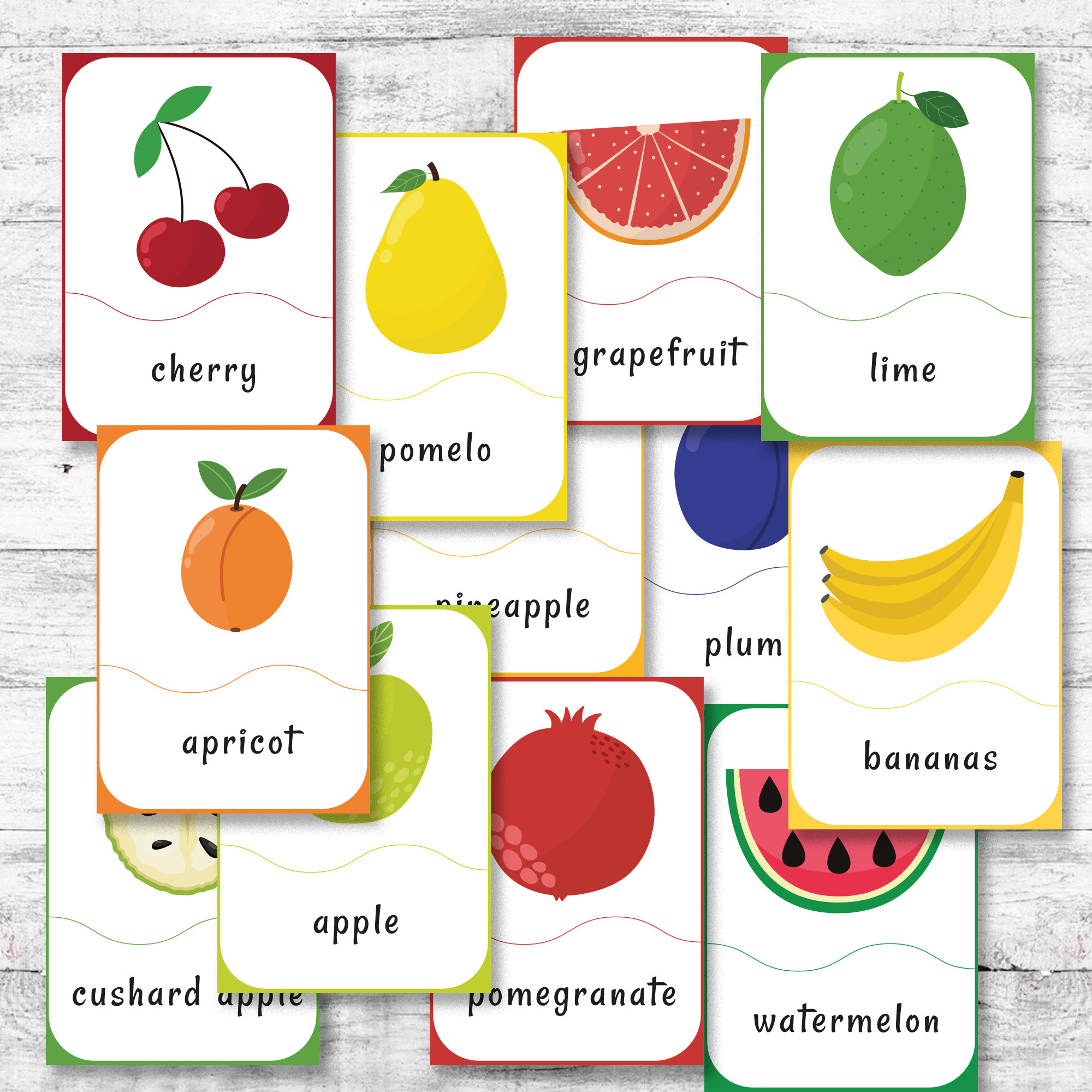 24 PDF Digital Printable Fruits and Vegetables Flashcards, Flashcards ...