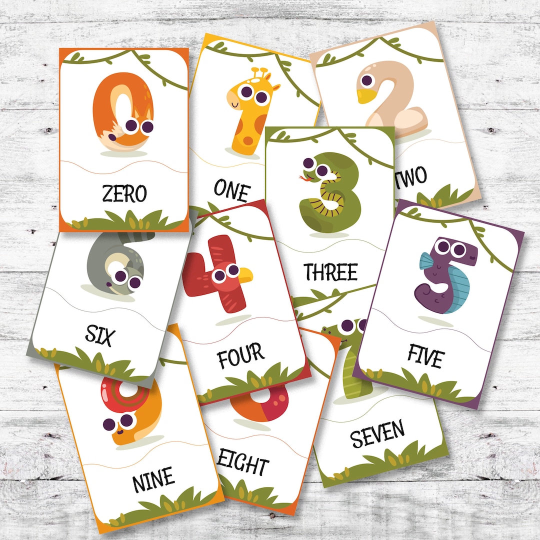 Digital Number Flashcards 0-9 Printable, Number Tracing Flashcards ...