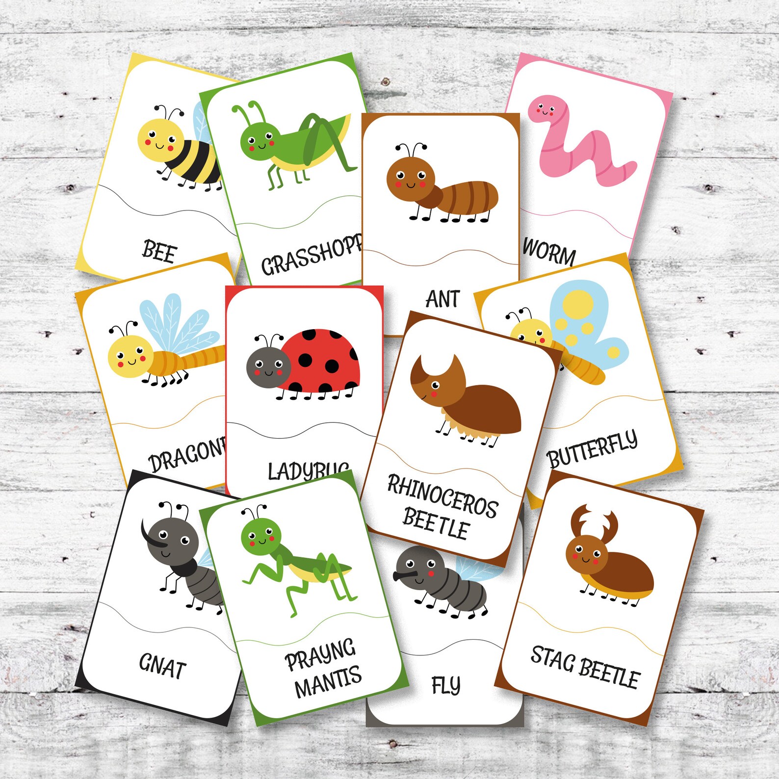 Printable Insects Flashcards, Preschool Toddler Flash Cards, Montessori ...