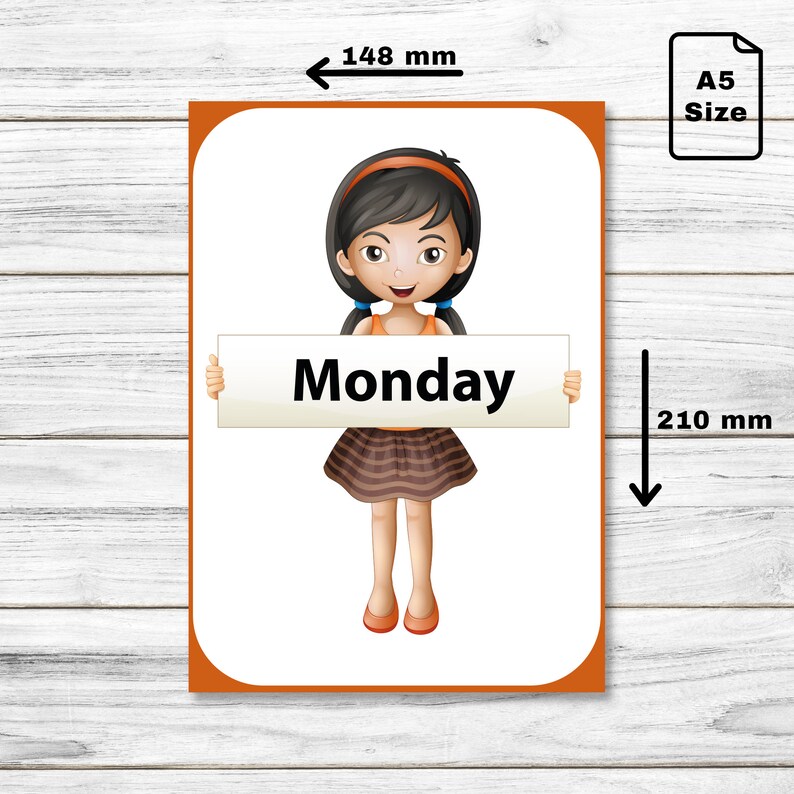 Digital Printable Days of the Week Flashcards, Days Flashcards, Days of ...
