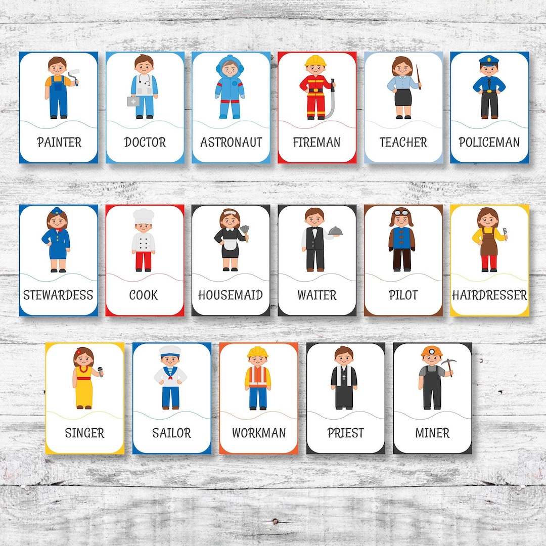 Occupation Flash Cards: Kindergarten Printable (PDF) - Etsy