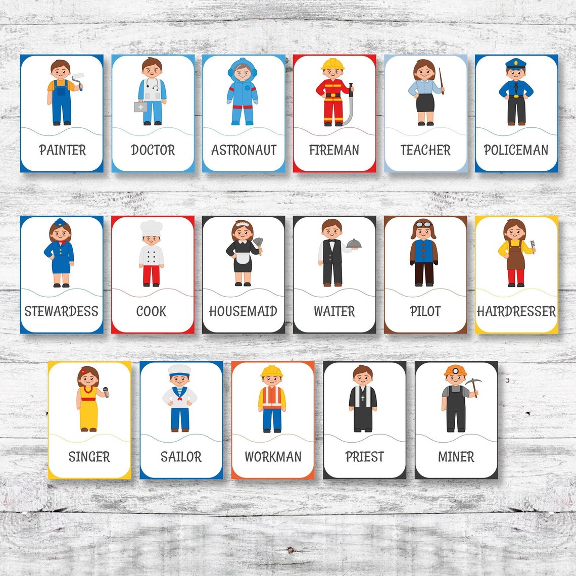 Occupation Printable Flash Cards, Kindergarten Printable Flash Cards ...