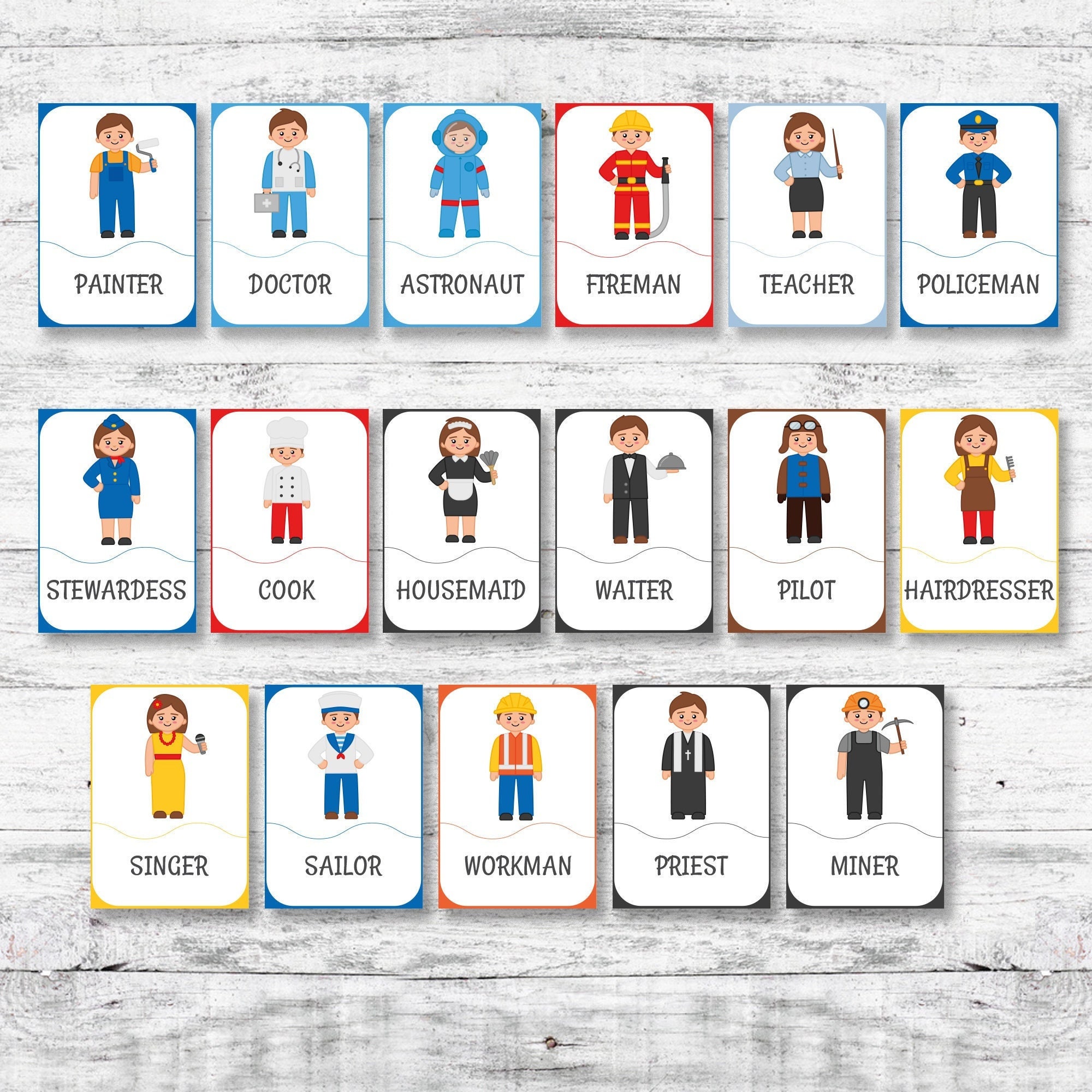 Occupation Printable Flash Cards, Kindergarten Printable Flash Cards ...