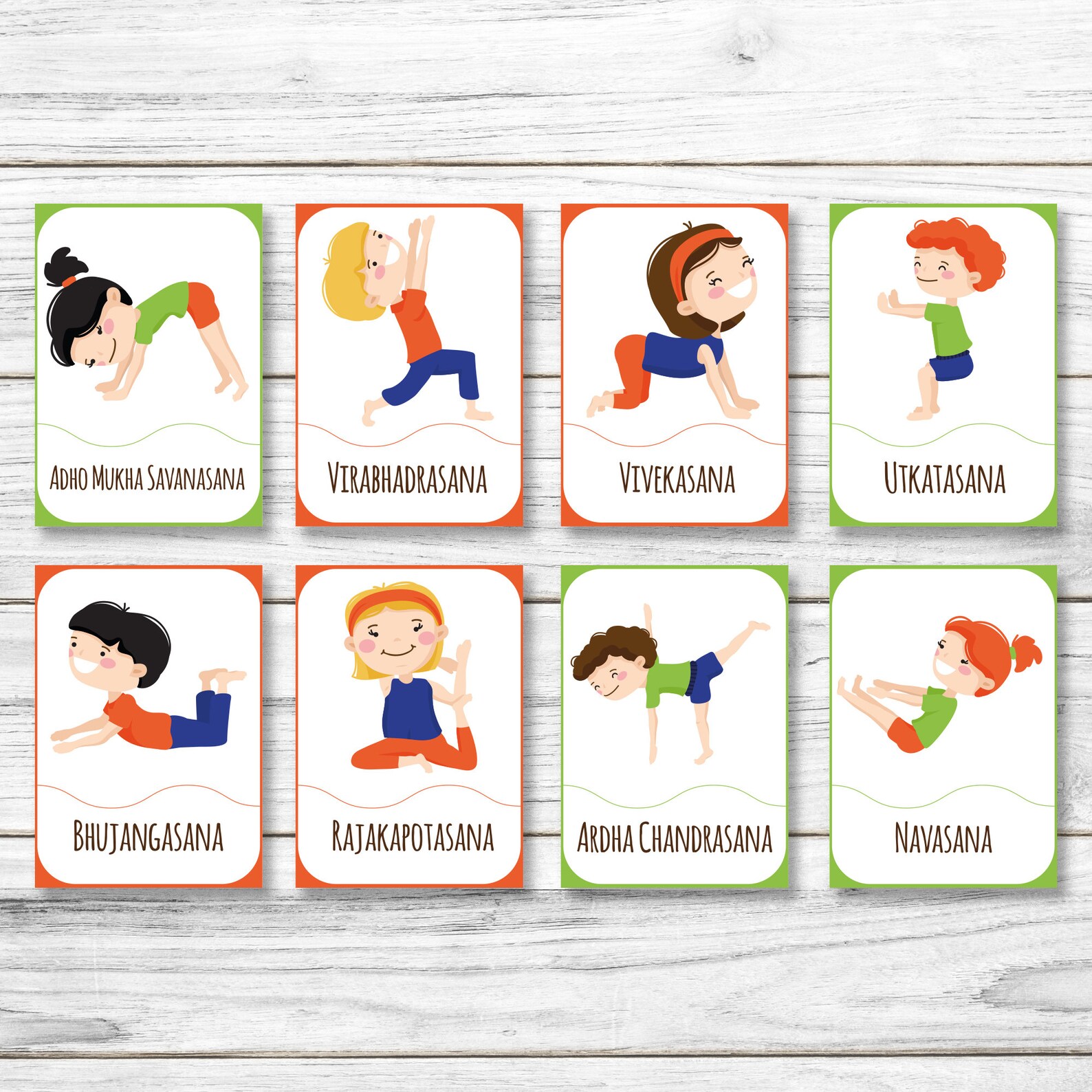 Printable Kids Exercise Cards, Digital Active Kid Card Set, Set of 16 ...