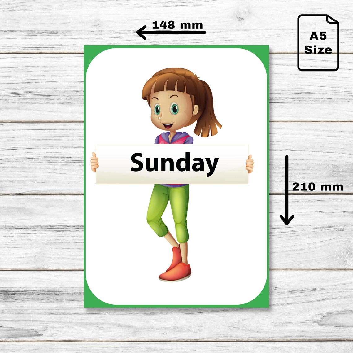 Digital Printable Days of the Week Flashcards, Days Flashcards, Days of ...