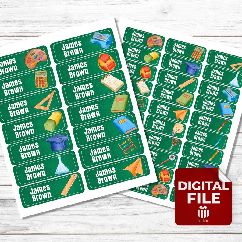 Personalized Digital Printable School Labels - Personalized Name Labels ...