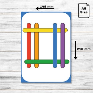 Popsicle Sticks Shapes Activity 12 Pages Game for Toddlers Montessori ...