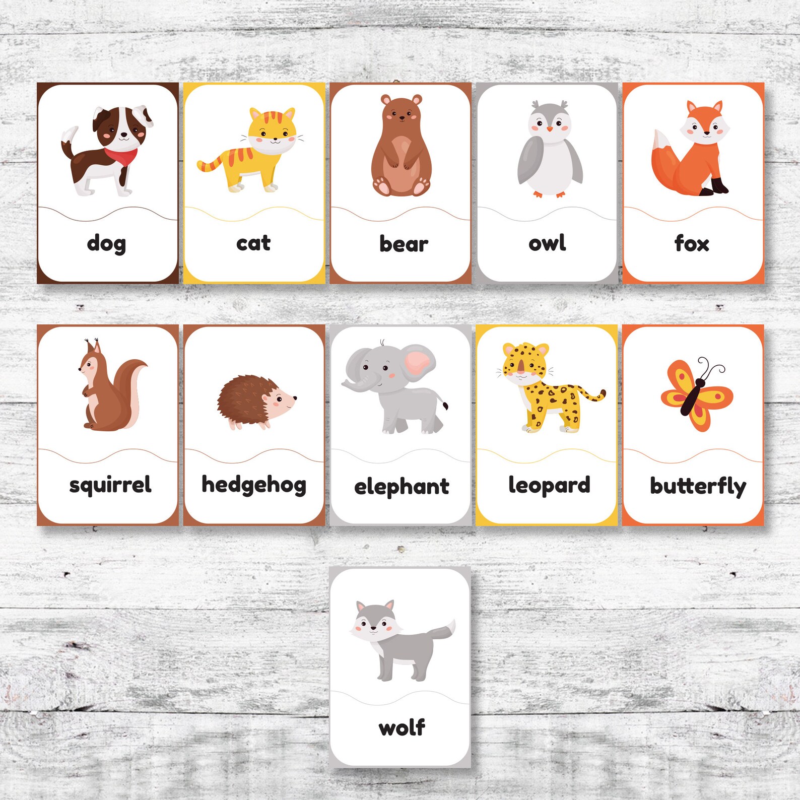 33 Printable Kindergarten Animal Flashcards, Forest Animals Flash Cards ...