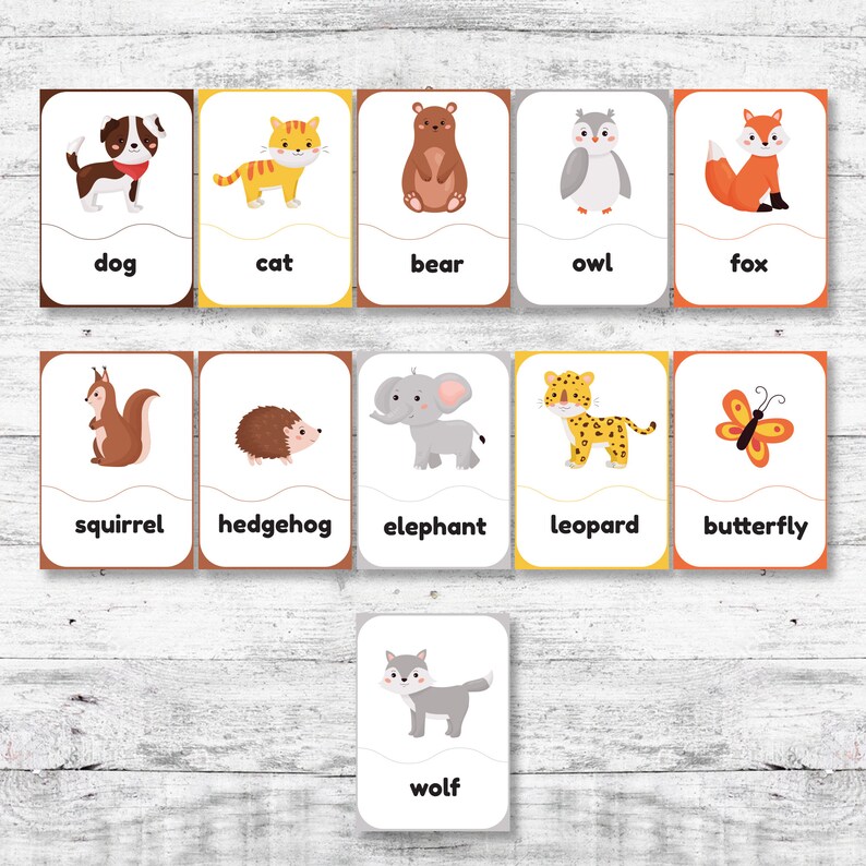 33 Printable Kindergarten Animal Flashcards, Forest Animals Flash Cards ...