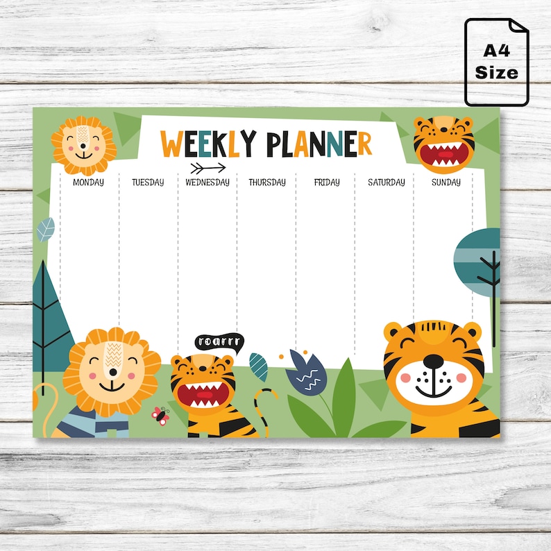 Simple Kids School and Activity Planner - Printable Editable Weekly ...