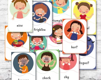 Emotion Face Flashcards, Emotion Preschool Printables, Social Emotional ...