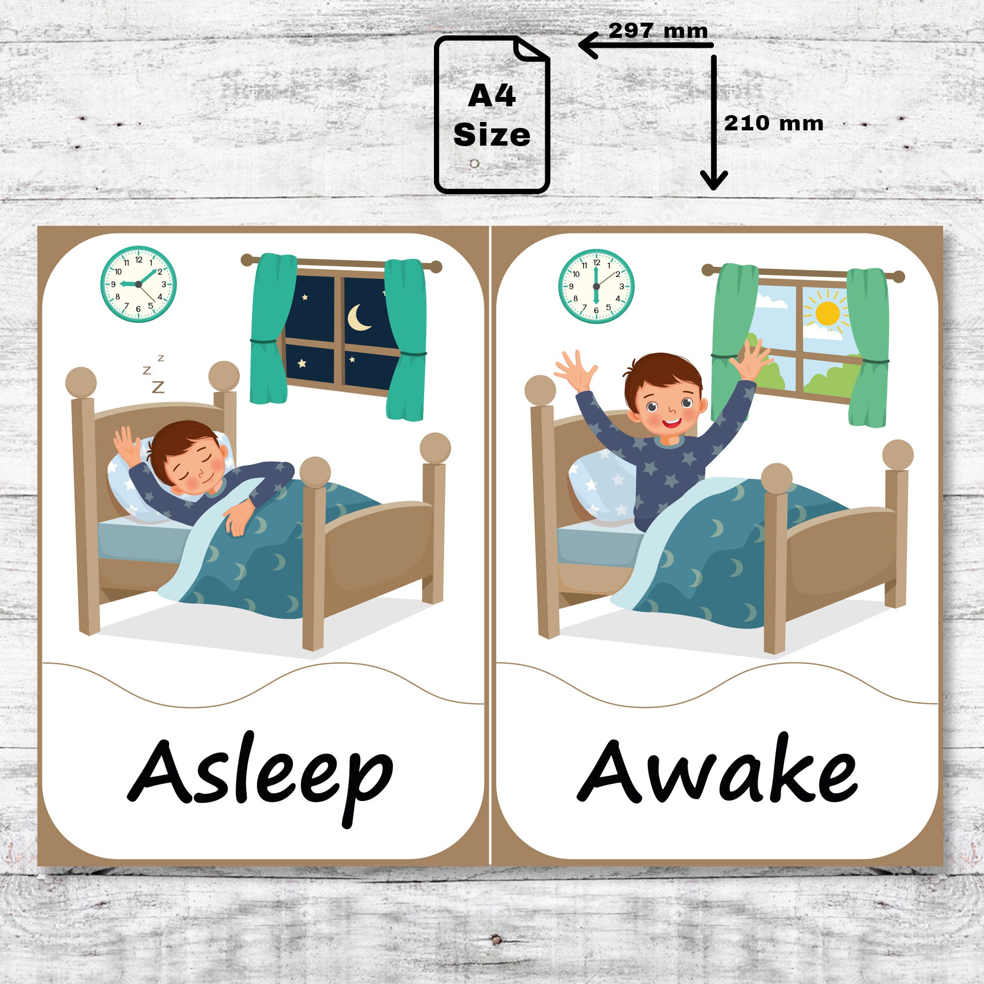 12 PDF A4 Digital Printable Opposites Matching Flash Cards, Printable ...