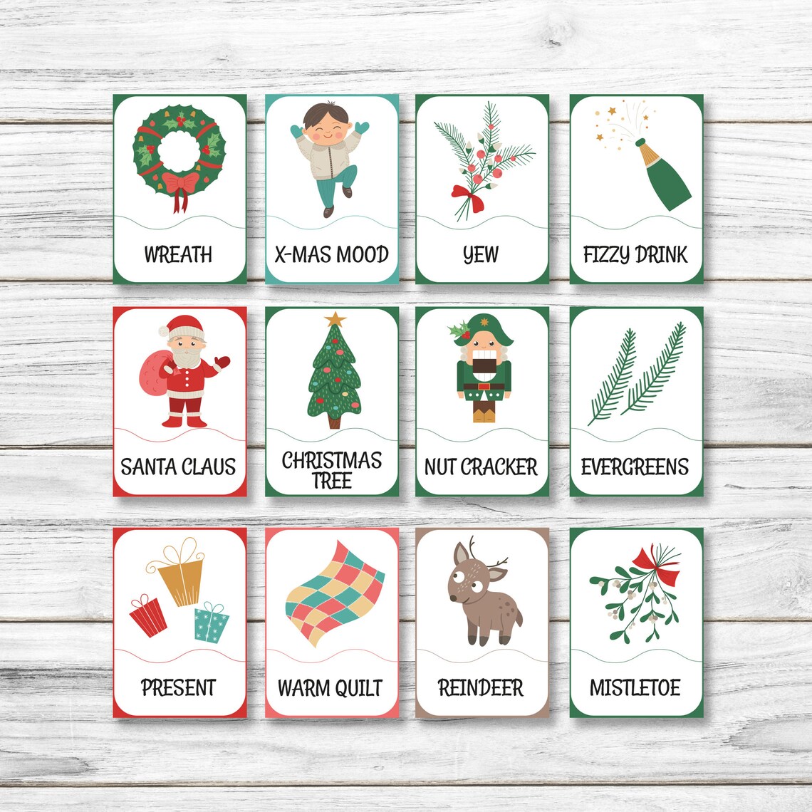 24 Printable Christmas Activity Flashcard Christmas Activity - Etsy