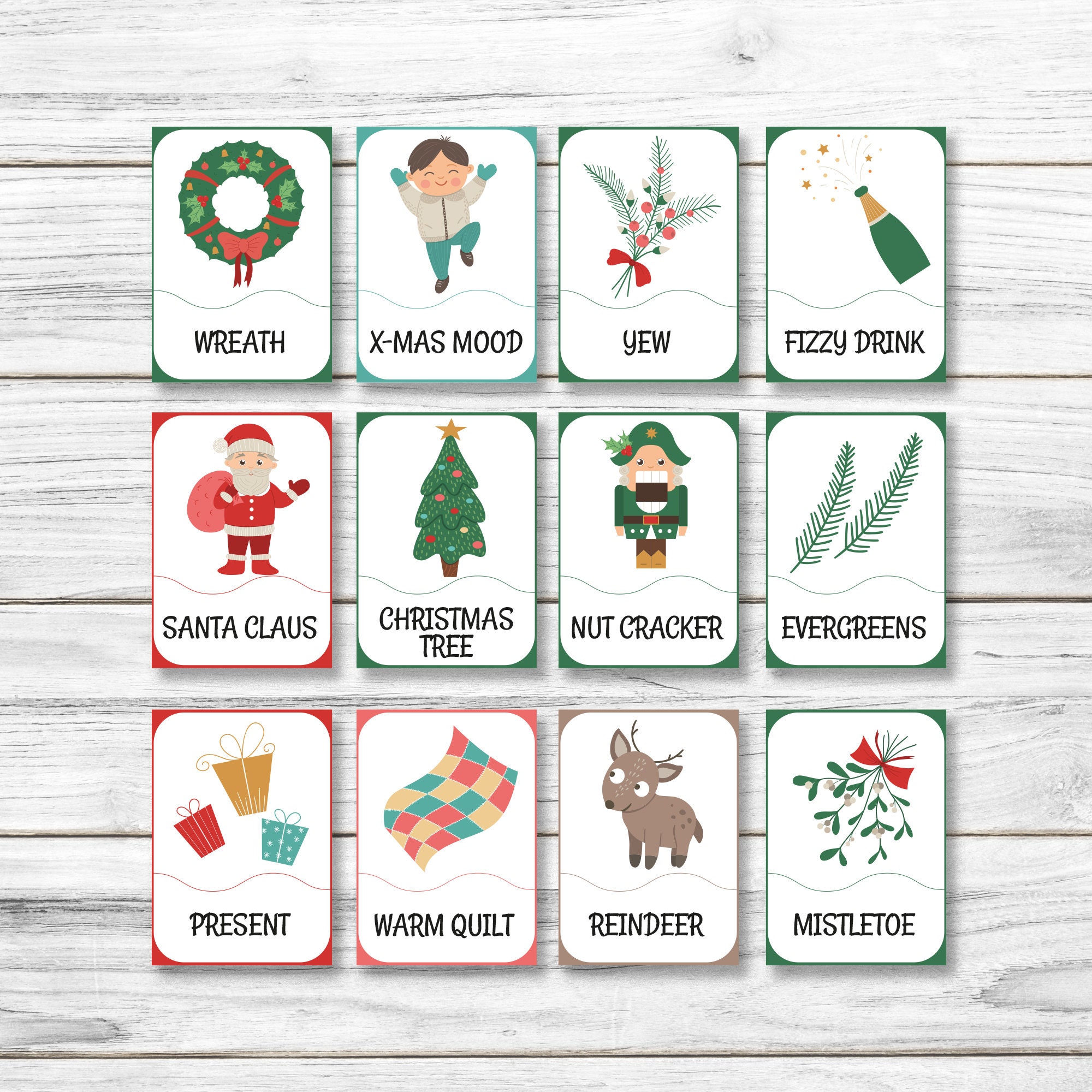 24 Printable Christmas Activity Flashcard - Christmas Activity Card ...