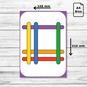 Popsicle Sticks Shapes Activity 12 Pages Game for Toddlers Montessori ...