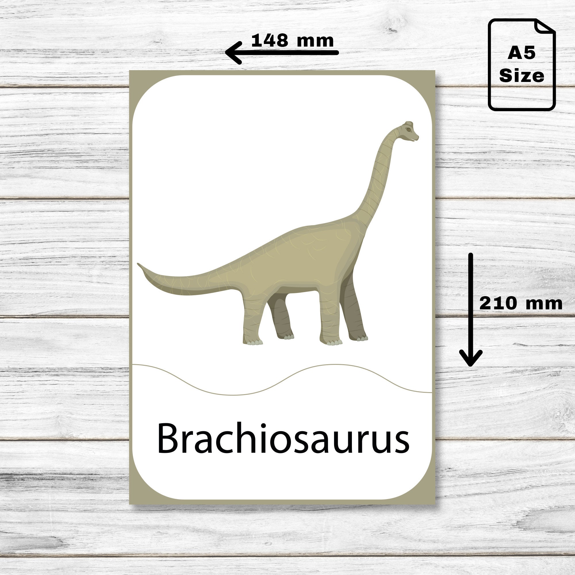 16 PDF Digital Printable Dinosaur Flash Cards, Printable Montessori ...