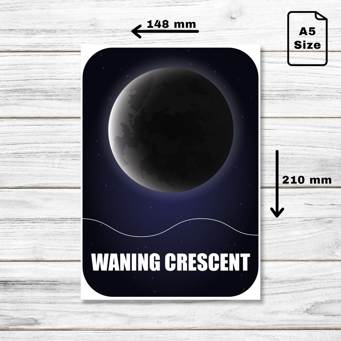 Printable Moon Phase Print Card, Phases of the Moon, Printable Moon ...