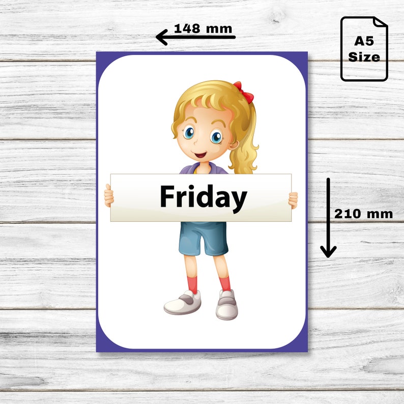Digital Printable Days of the Week Flashcards, Days Flashcards, Days of ...