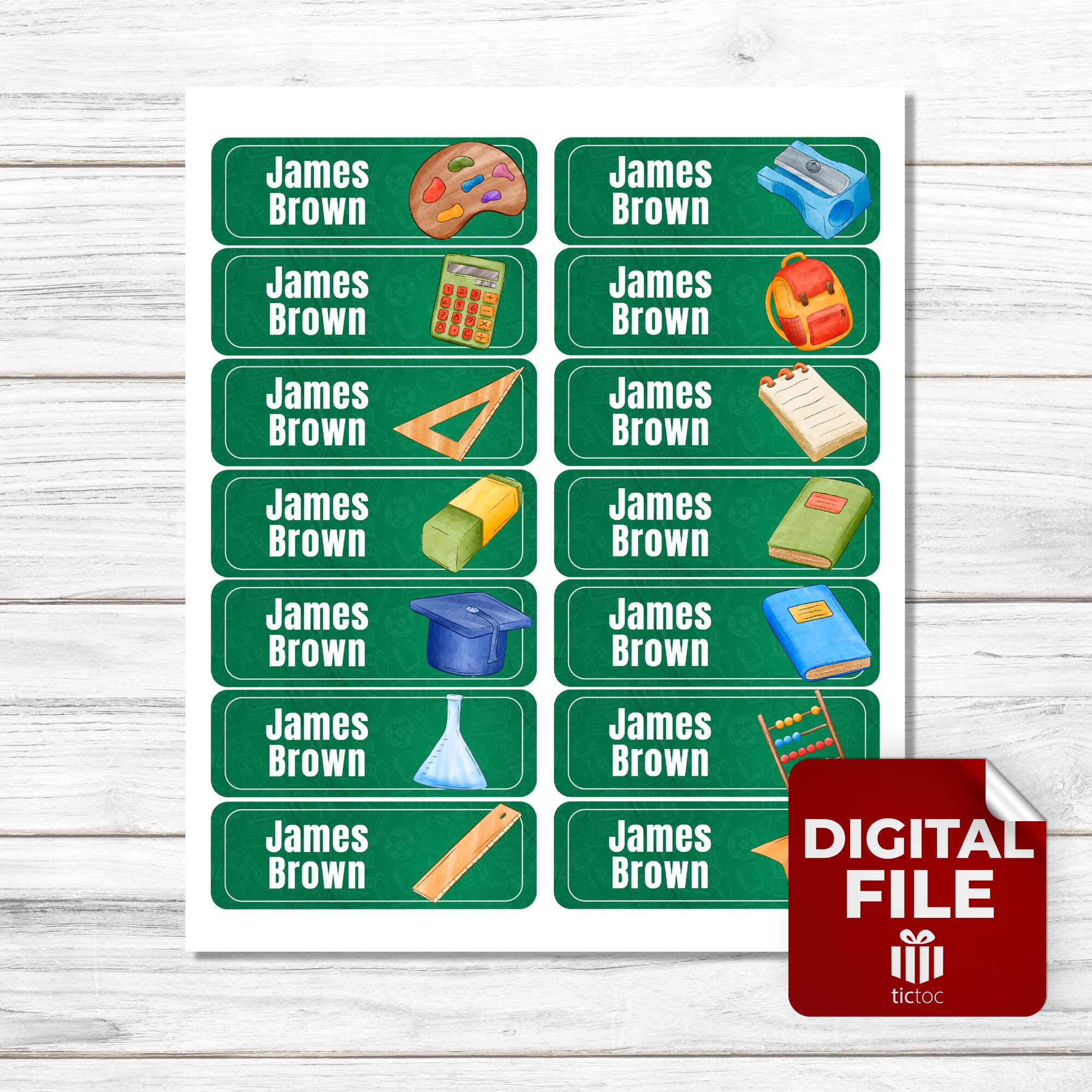 Personalized Digital Printable School Labels - Personalized Name Labels ...