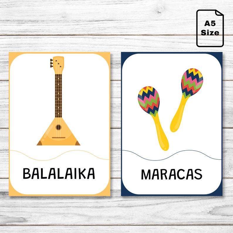 Musical Instruments Flash Cards: Montessori Educational Printables (PDF ...