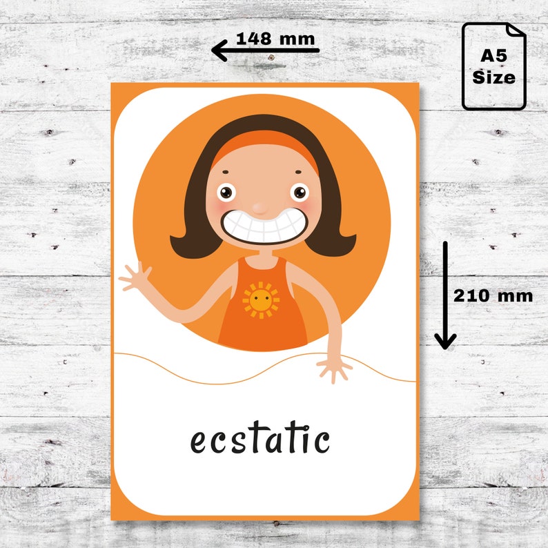 12 PDF Digital Printable Emotion Cards, Feelings & Emotion Cards, Emotion Regulation, Flash ...