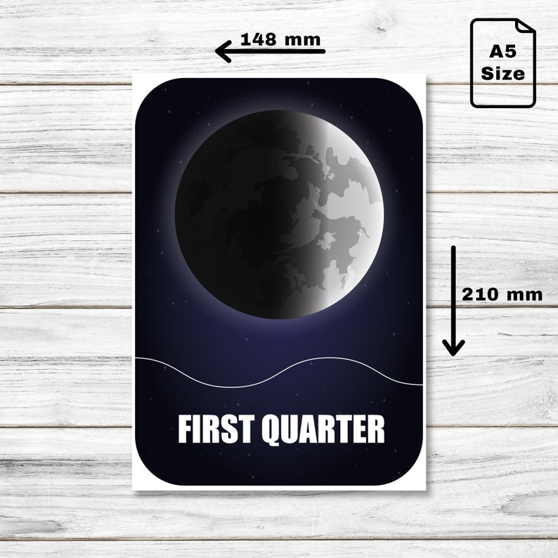 Printable Moon Phase Print Card, Phases of the Moon, Printable Moon ...
