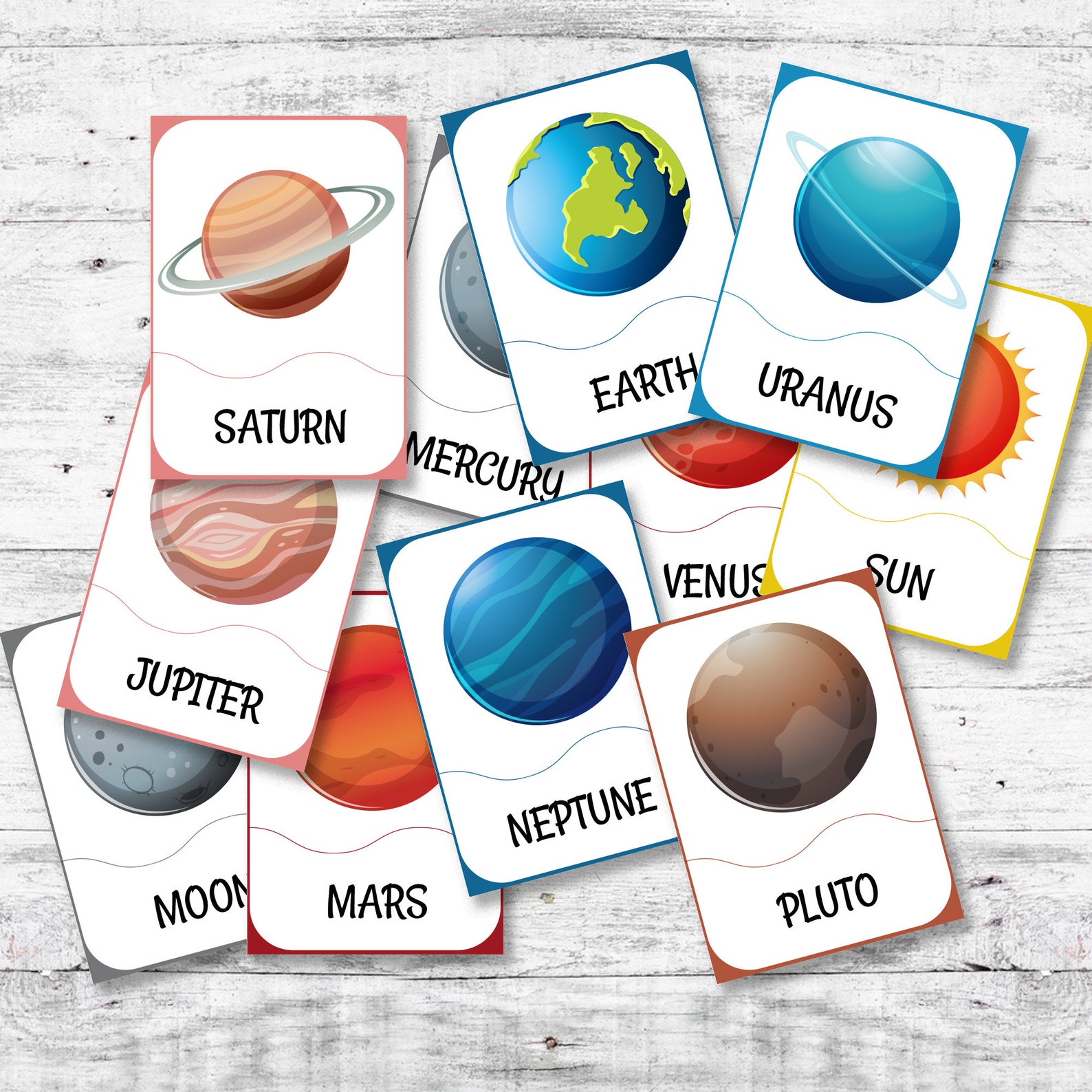 Digital Printable Solar System Flash Cards, Printable Activity, Outer ...