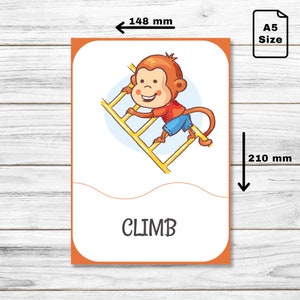 Printable Action Verbs & Positional Words Flashcards for Toddlers (PDF ...