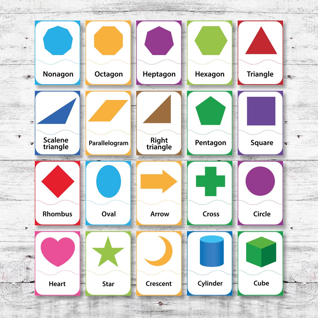 Geometric Shapes Flashcards: Colorful Minimalist Printable (PDF) - Etsy