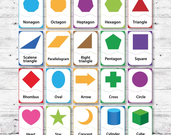 Minimalist Shapes Flashcards Printable | Modern Basic Shape Flash Cards ...