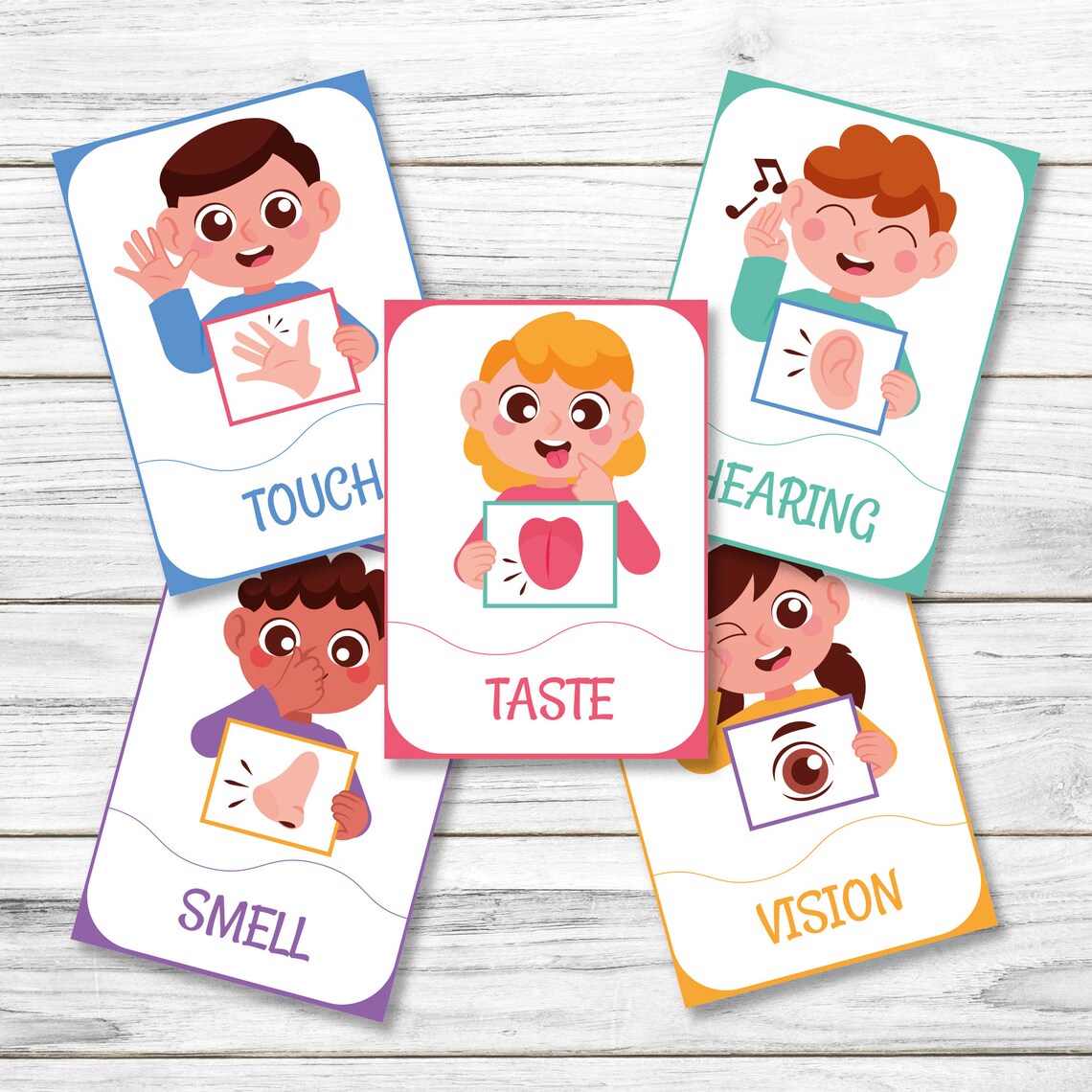 5 Senses Printable Flashcard, Digital Printable Montessori Cards ...