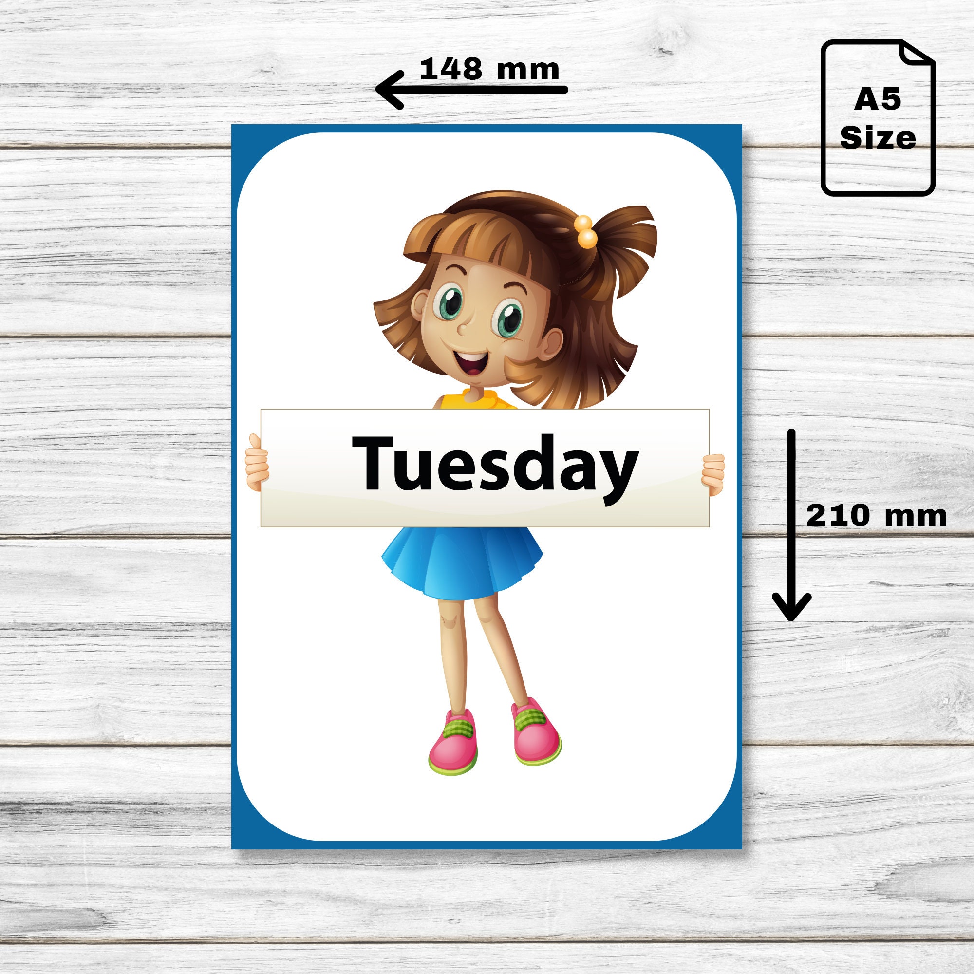 Digital Printable Days of the Week Flashcards, Days Flashcards, Days of ...