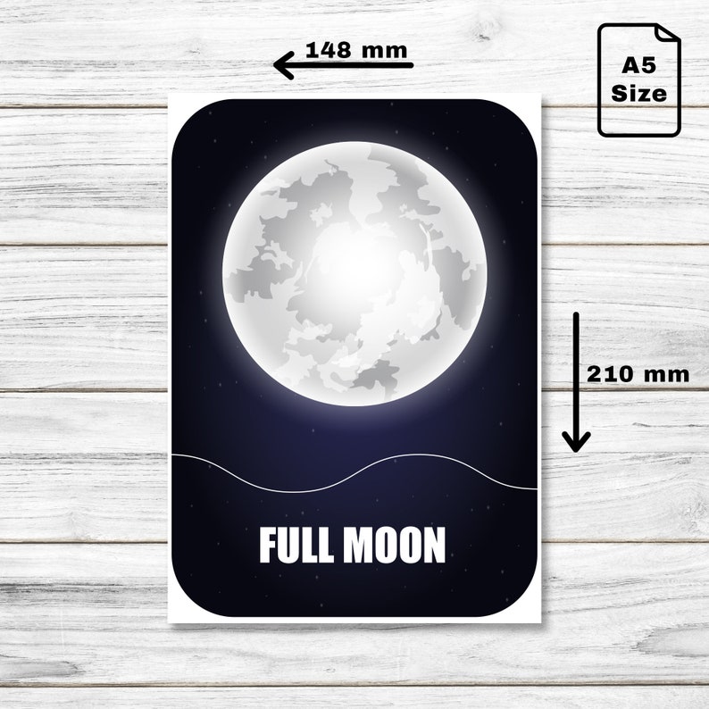 Printable Moon Phase Print Card, Phases of the Moon, Printable Moon ...