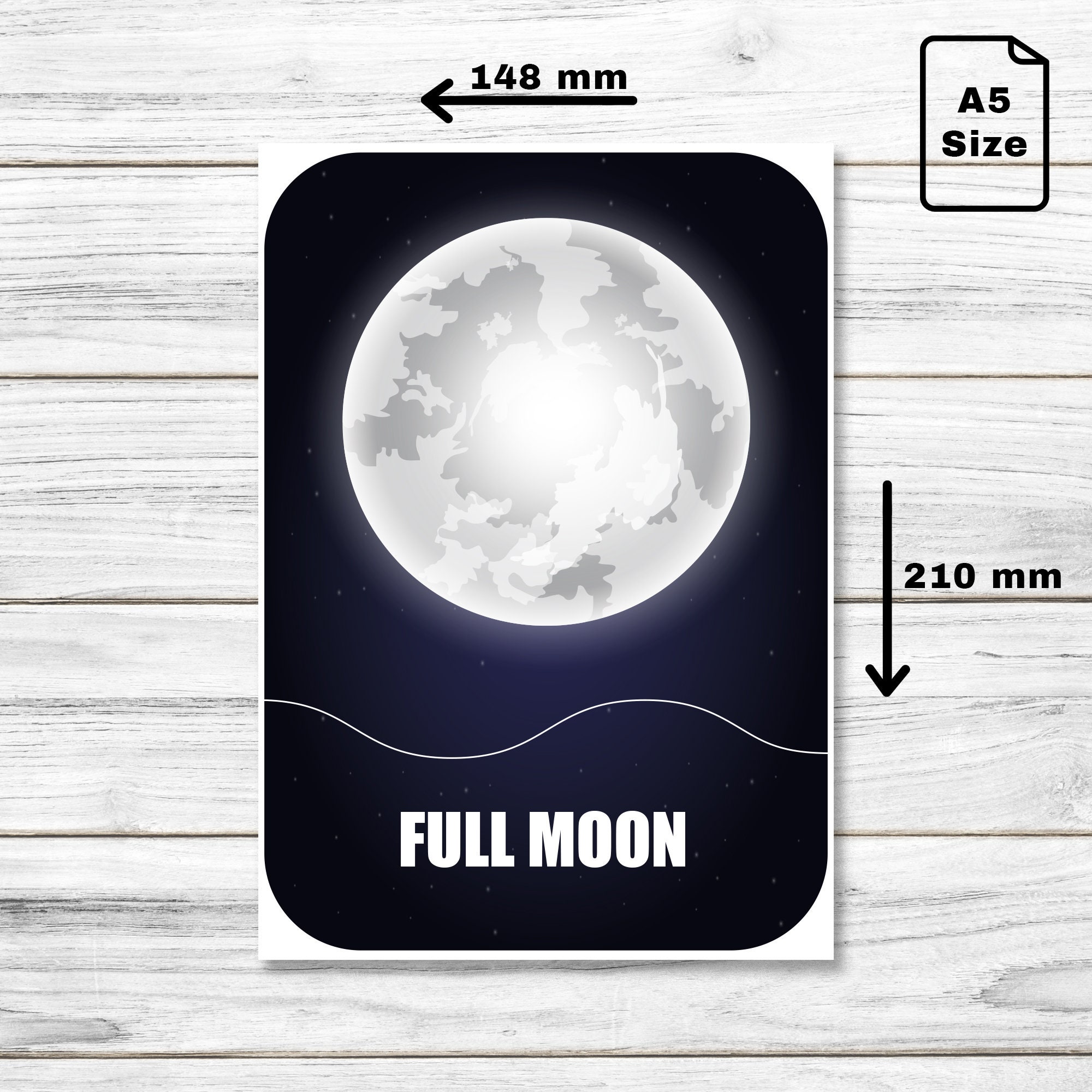 Printable Moon Phase Print Card, Phases of the Moon, Printable Moon ...