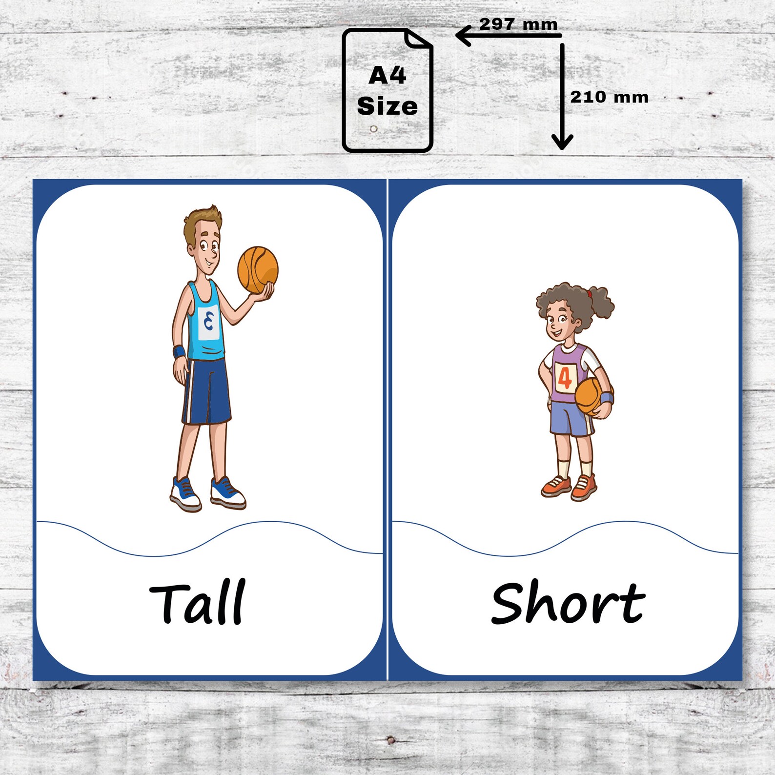 12 PDF A4 Digital Printable Opposites Matching Flash Cards, Printable ...