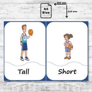 12 PDF A4 Digital Printable Opposites Matching Flash Cards, Printable ...