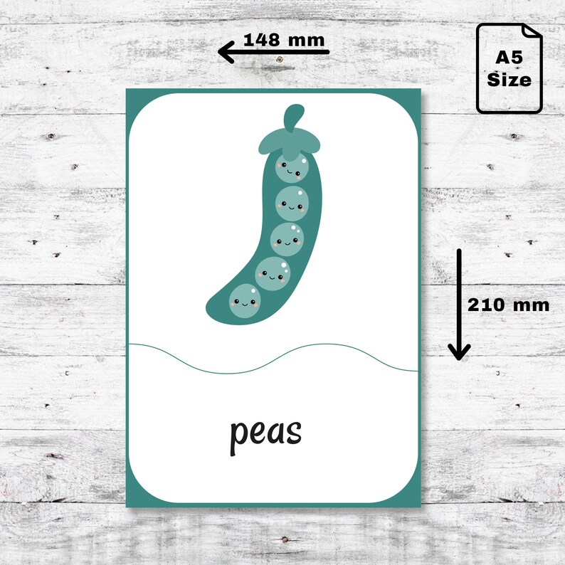 24 PDF Digital Printable Vegetables Cards, Vegetables Flashcards ...