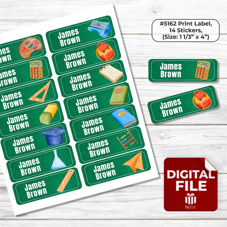 Personalized Digital Printable School Labels - Personalized Name Labels ...