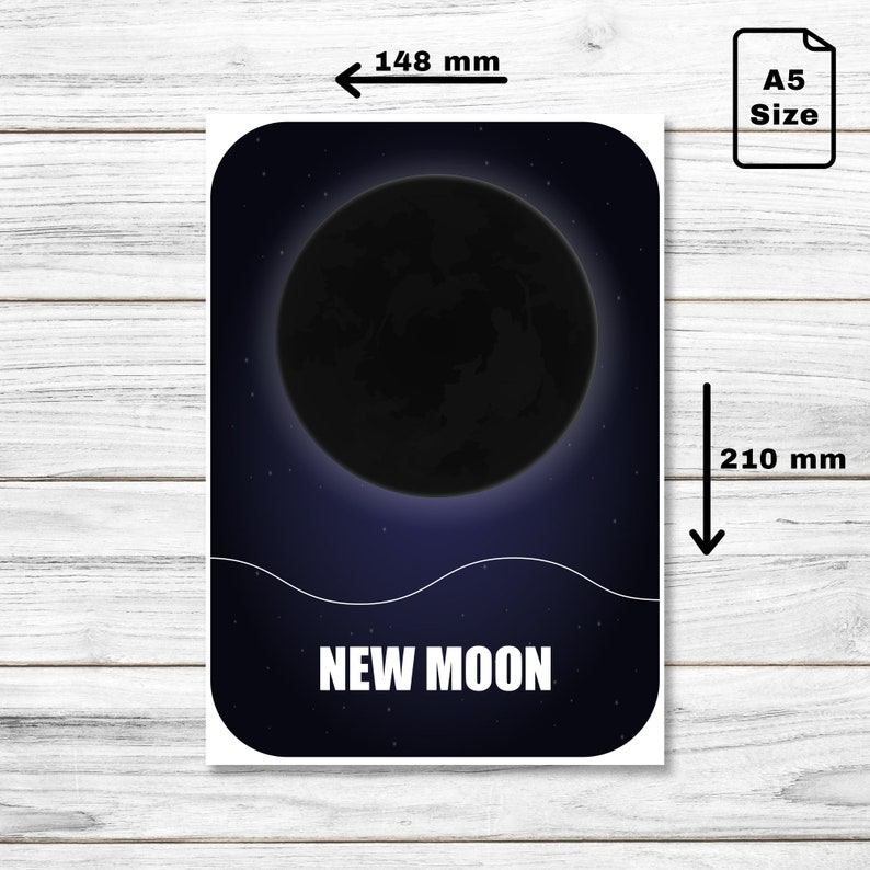 Printable Moon Phase Print Card, Phases of the Moon, Printable Moon ...