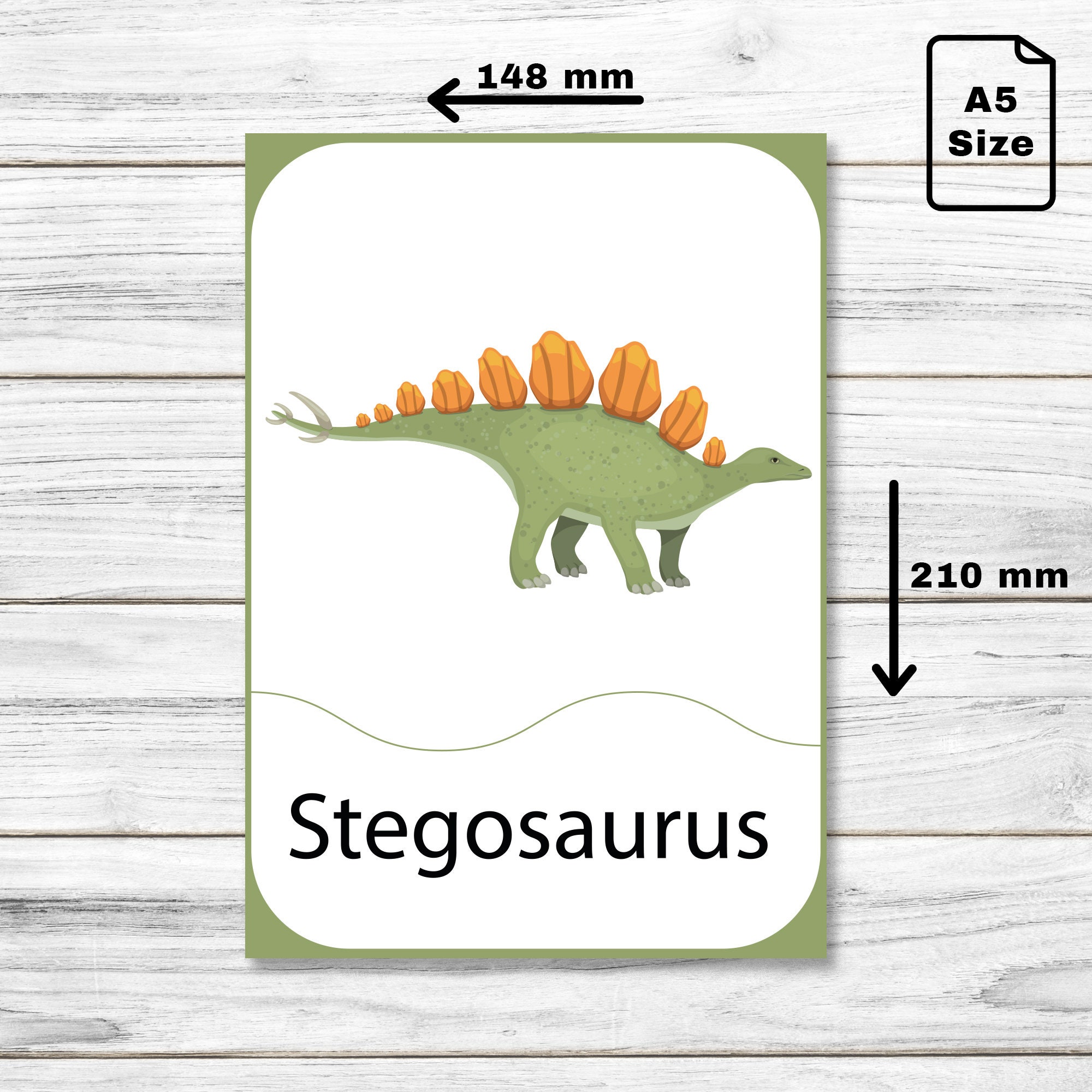 16 PDF Digital Printable Dinosaur Flash Cards, Printable Montessori ...