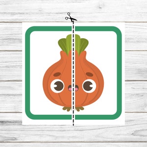 Vegetable and Fruit Matching Puzzle Printable Flashcards - Digital ...