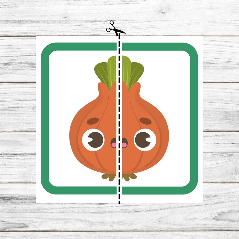 Vegetable and Fruit Matching Puzzle Printable Flashcards - Digital ...