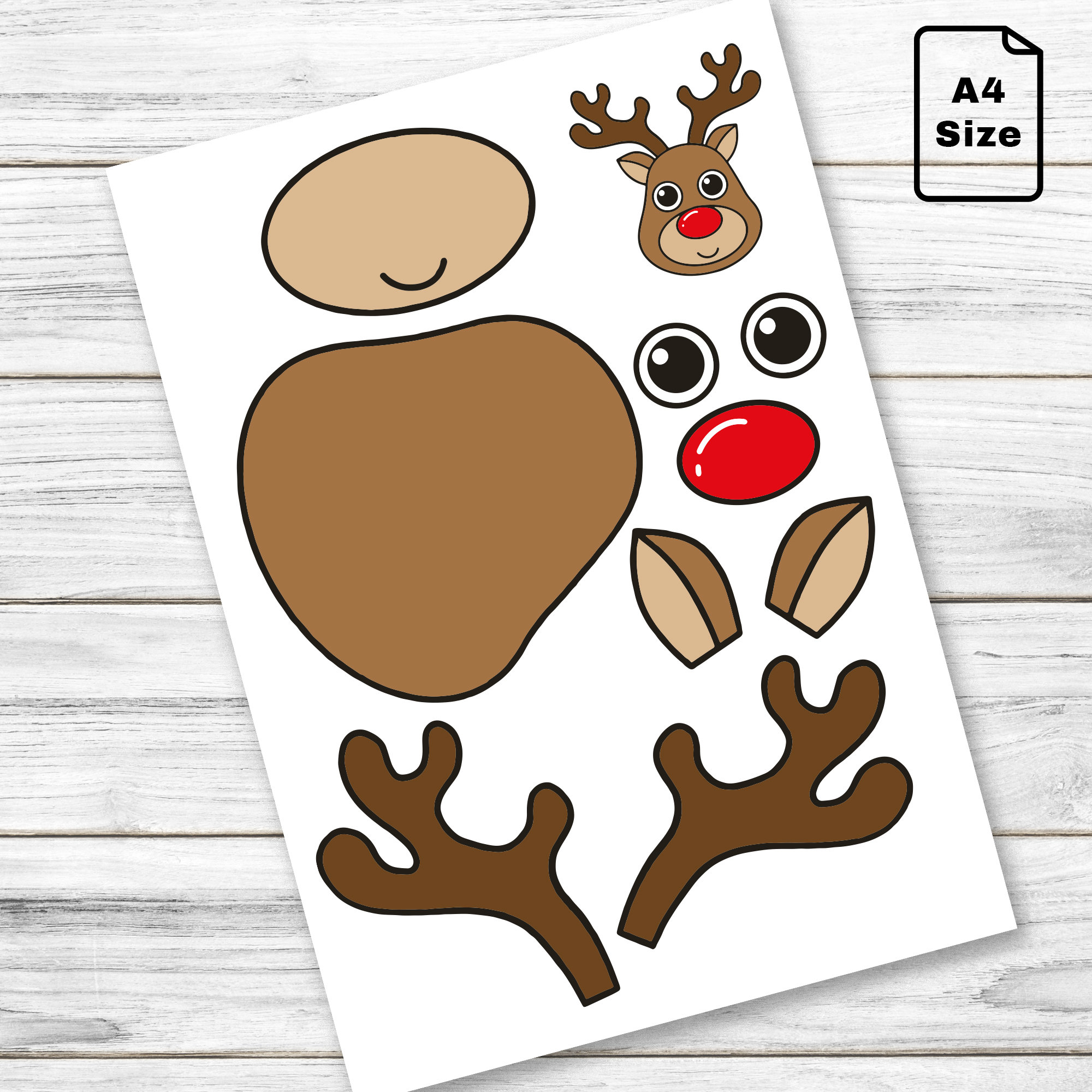 Printable Christmas Deer Decor Craft - Christmas Ornament Decor - Kids ...