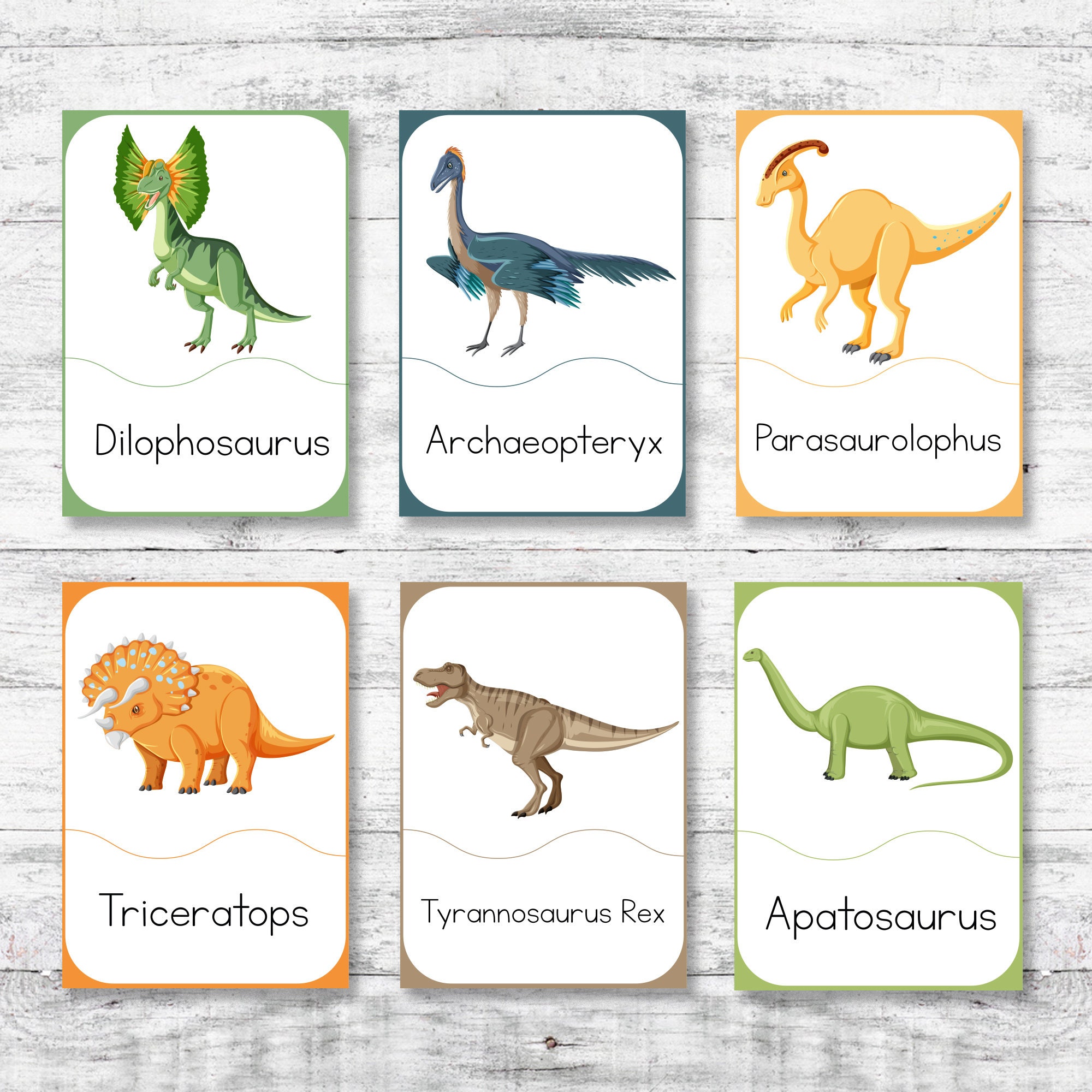 PDF Digital Printable Dinosaur Flash Cards, Printable Montessori ...