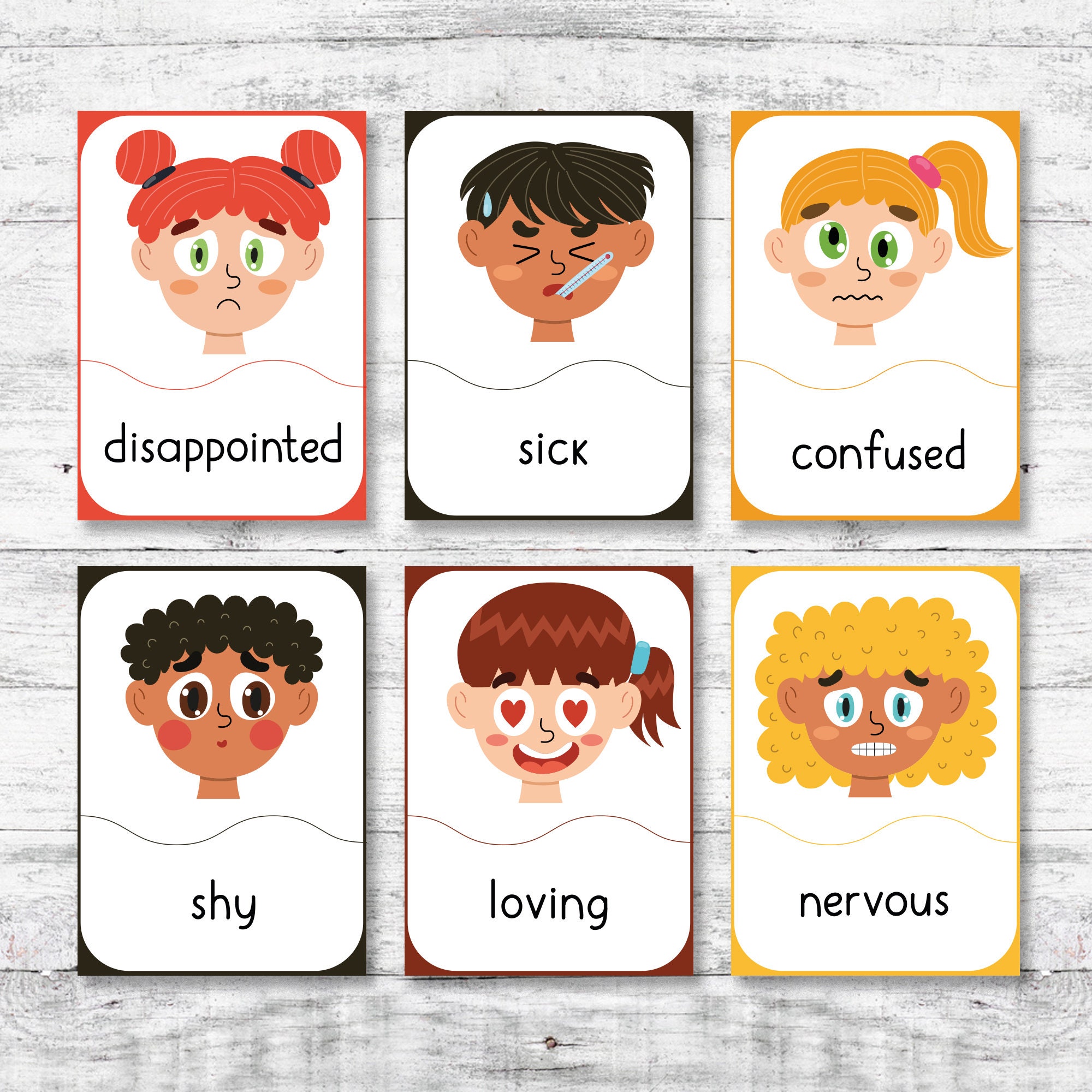 18 PDF Digital Printable Emotion Cards, Feelings & Emotion Cards ...