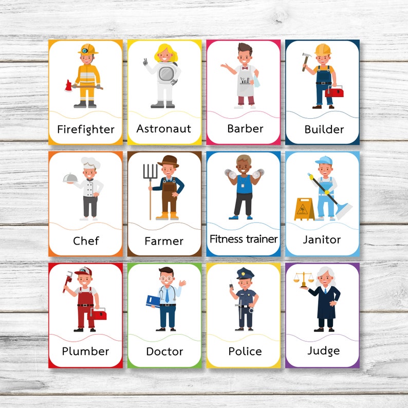 Occupations Digital Printable Flashcard - Community Helpers Printable ...